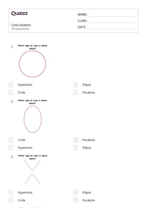 50 Conic Sections Worksheets For 10th Year On Quizizz Free And Printable