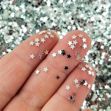 Silver Glitter Star Stickers Etsy