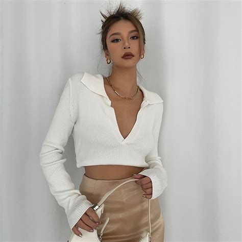 Casual Long Sleeve Tight Top Solid Shirt Sexy Top On Luulla