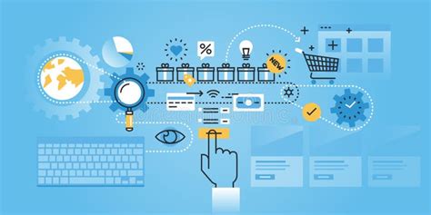 Flat Line Design Website Banner Of Development Process From Idea To