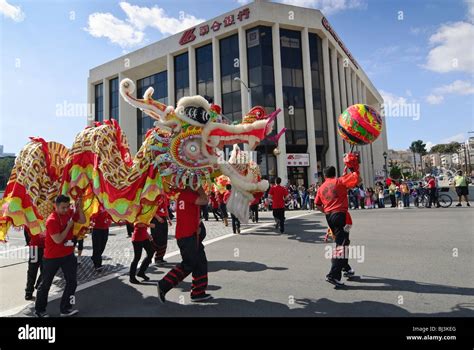 Chinese New Year Parade In Chinatown Of Los Angeles California