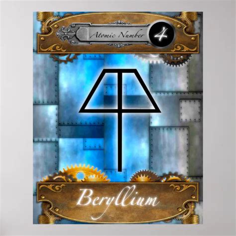 Periodic Table Beryllium Atomic Number 4 Poster Zazzle