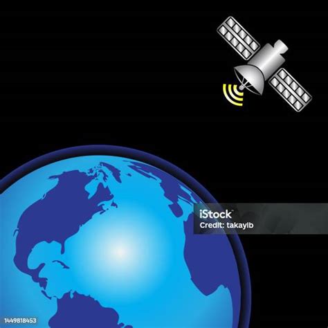 Satelit Di Orbit Mengelilingi Bumi Konsep Koneksi Komunikasi Global
