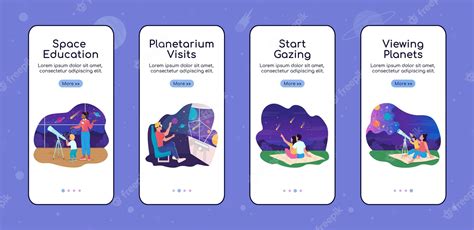 Premium Vector Space And Science Onboarding Mobile App Screen Flat Vector Template
