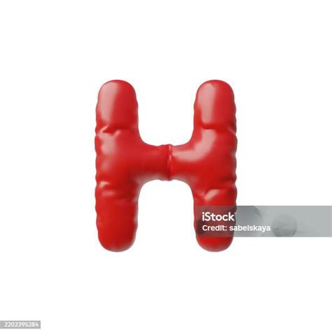 영어 알파벳 대문자 H 빨간 공기 팽창 풍선 3d 벡터 아이콘 라틴어 유형 기호 양식에 일치 된 글꼴 기호 3차원 형태에 대한