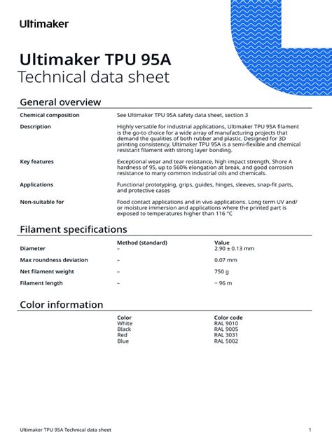 Ultimaker Tpu 95a Technical Data Sheet Pdf Yield Engineering