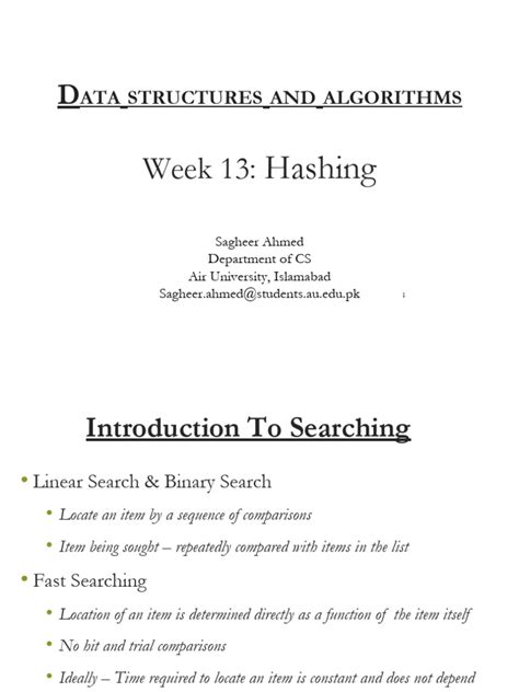 hashing pdf time complexity integer computer science