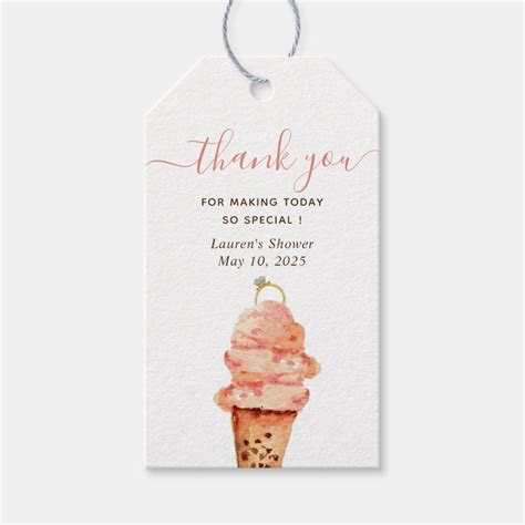 Ice Cream Pink Bridal Shower Thank You T Tags Zazzle Pink Bridal
