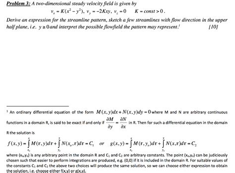 solved a two dimensional steady velocity field is given by