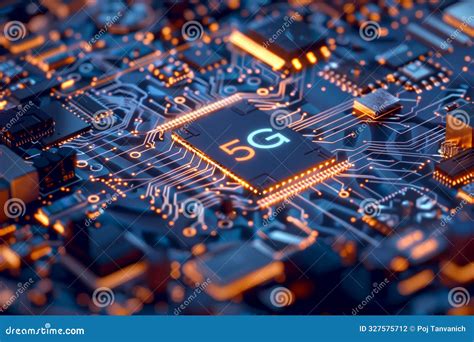 Close Up Of Ai Microcomputer Chips On Motherboard Circuit Under Colorful Glowing Digital