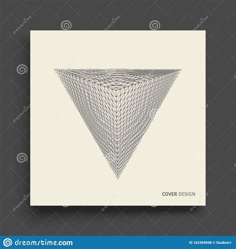Cover Design Template Pyramid Molecular Grid 3d Technology Style