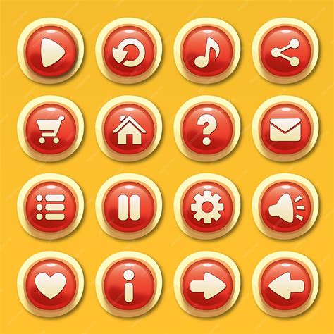 premium vector realistic cartoon game button gui kit 2d asset for