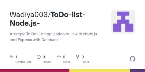 GitHub Wadiya ToDo List Node Js A Simple To Do List Application Built With Node Js And