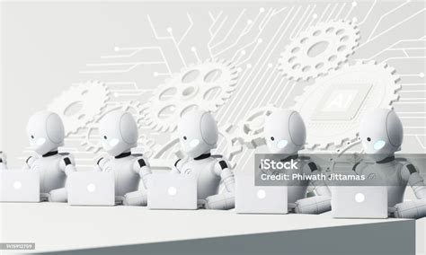 로봇 사이버네틱 유기체는 현실에서 가상 Hud 인터페이스와 톱니바퀴가 달린 Ai 칩과 함께 작동합니다 플라스틱 얼굴이있는