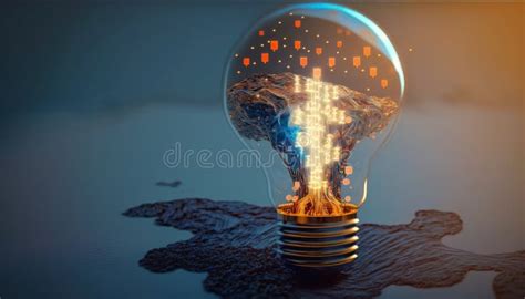 Brains Inside Light Bulb Artificial Intelligence Digital Concept Stock Illustration