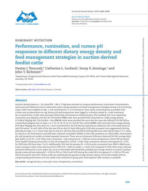 Pdf Performance Rumination And Rumen Ph Responses To Different Dietary Energy Density And