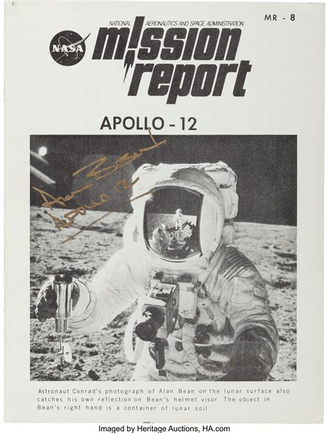 Alan Bean Signed Apollo 12 Nasa Mission Report Space Lot