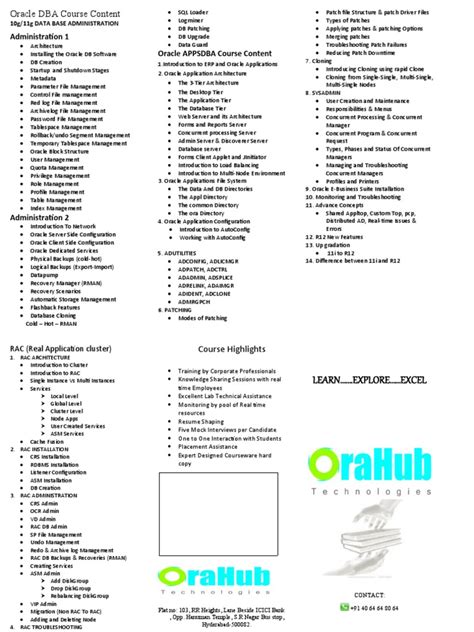 Administration 1 Oracle Appsdba Course Content 10g11g Data Base Administration Pdf