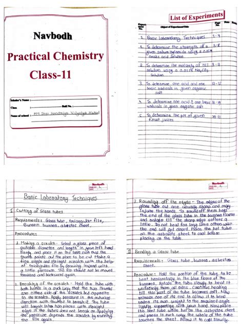 Class 11 Chemistry Practical Pdf