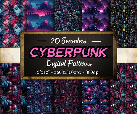 Cyberpunk Patterns 20 Cyberpunk Seamless Digital Papers Instant