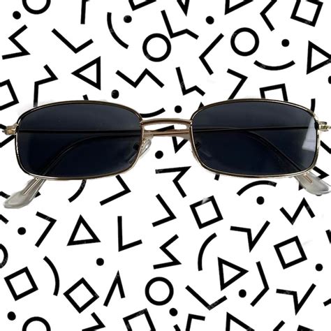 Vintage Rectangle Retro Sunglasses 90s Style Women And Men Etsy