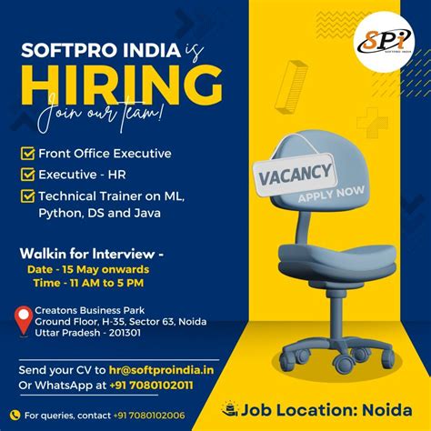 🚨 Softpro India Is Hiring For Its New Office At Noida 🚨 Join Our Team