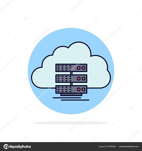 Cloud Storage Computing Data Flow Flat Color Icon Vector Stock