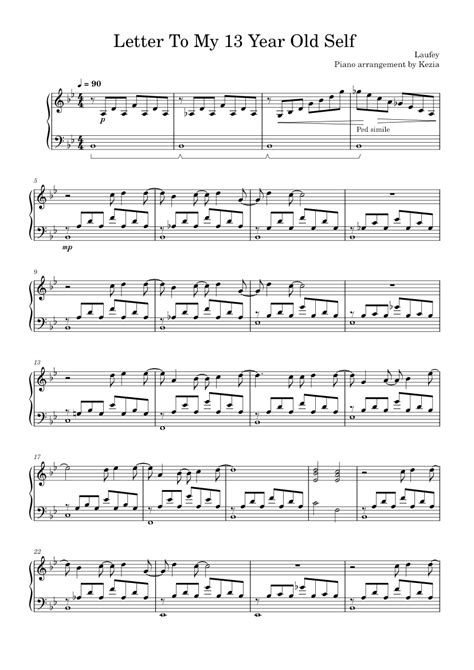 Letter To My 13 Year Old Self Laufey Sheet Music For Piano Solo