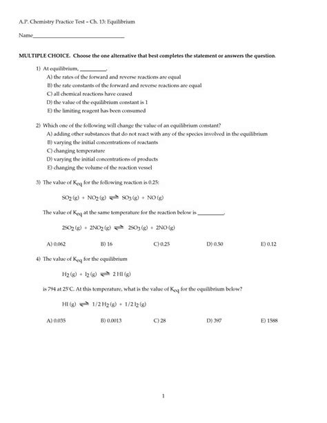 Pdf Ch 13 Prac Test Equilibrium Practice Test Combo Dokumentips
