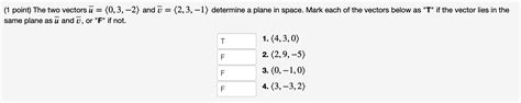 Solved 1 point The two vectors ū 0 3 2 and ū 2 3 Chegg com