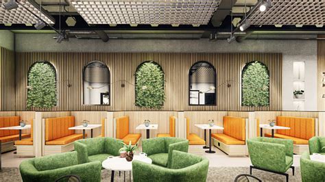 현대 레스토랑 라운지 바 기차역의 컨셉 디자인 3d 렌더링 3d 일러스트레이션 0명에 대한 스톡 사진 및 기타 이미지 0명