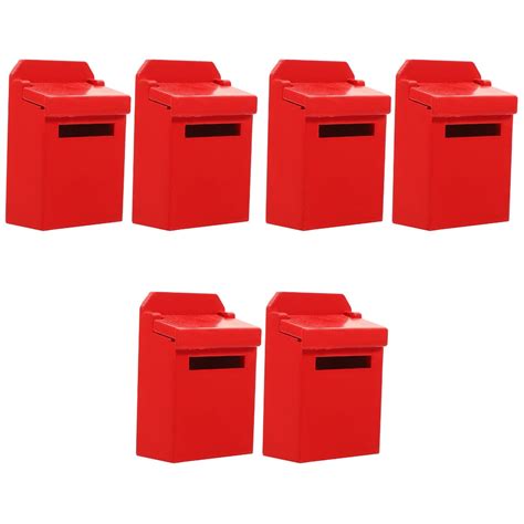 6 Pcs Mini Mailbox Model Miniature Mailbox Figurine Tiny Wooden Mailbox Mini House Mailbox Decor