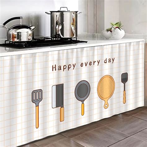 Ins Simple Langsir Sinki Table Top Custommade Simple Cabinet Curtain Simple Pattern Langsir