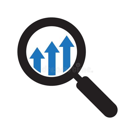 Magnifying Glass With Increasing Bar Chart Icon Stock Vector