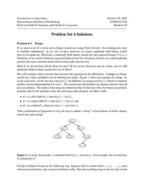 2005 Assign 4 Sol Mit Algorithm Cousre Some Problem Is Selected To Exam Introduction To