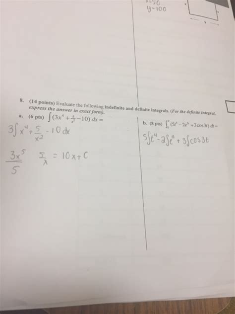 Solved Evaluate The Following Indefinite And Definite Chegg