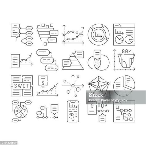 Data Analysis Diagram Collection Icons Set Vector Stock Illustration Download Image Now