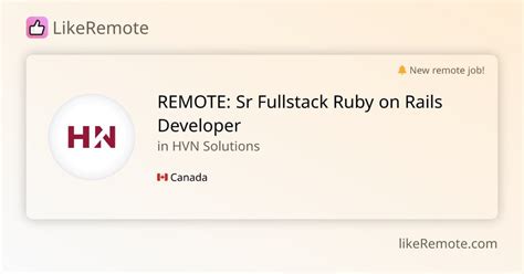 📩 remote sr fullstack ruby on rails developer at 🏢 hvn solutions 📍