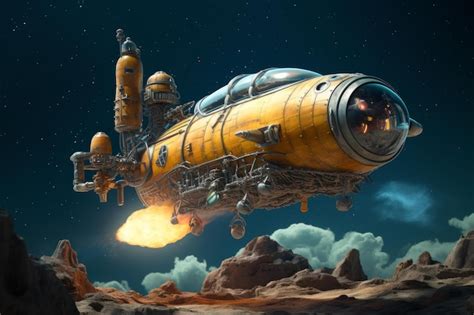 Premium Photo Rocket Taking Off Moon Space Generate Ai