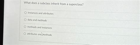 Solved What Does A Subclass Inherit From A