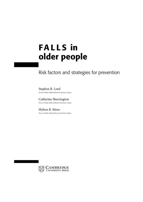 Pdf Falls In Older People Epidemiology Risk Factors And Strategies