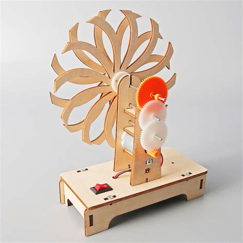 Stg049 Đồ Chơi Sáng Tạo Stem Bộ Lắp Ráp Mô Hình Quạt Bằng Gỗ Chạy