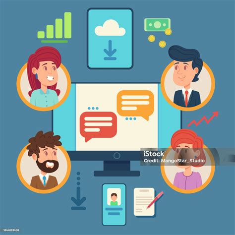 Business People Communicating Online Stock Illustration Download Image Now Business