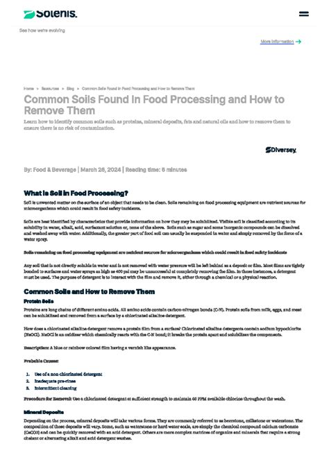 Common Soils In Food Processing Nst11es Cut Studocu