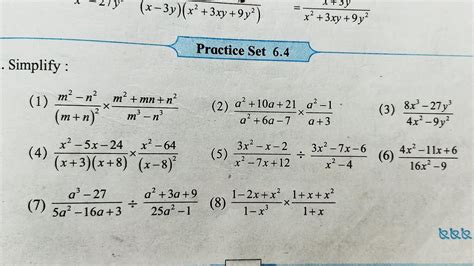Class 8th Practice Set 6 4 Maths Factorisation Of Algebraic Expression Youtube