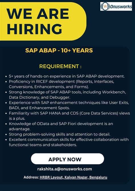 Hiring Sapabap Sapdeveloper Jobopportunity Bangalore Onsiterole