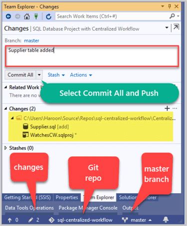 SQL Server Data Tools In Visual Studio With GIT Source Control