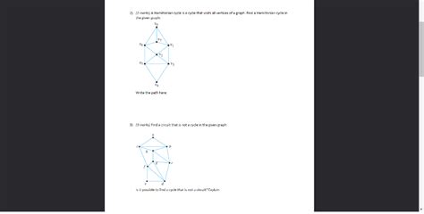 Solved Marks A Hamiltonian Cycle Is A Cycle That Chegg Com