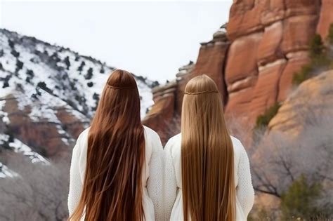 Premium AI Image Girls Happy On Mountain Neural Network Ai Generated