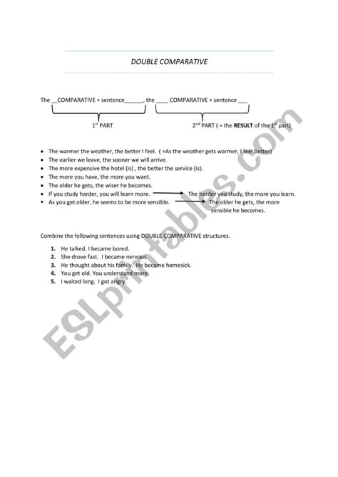 Double Comparative Esl Worksheet By Esinyahoo Double Comparative Esl Worksheet By Esinyahoo